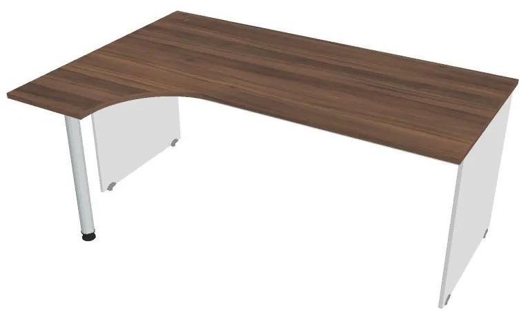Stůl ergo pravý 180*120 cm - Hobis Gate GE 1800 P Dekor stolové desky: ořech, Dekor lamino podnože: bílá, Barva nohy: stříbrná