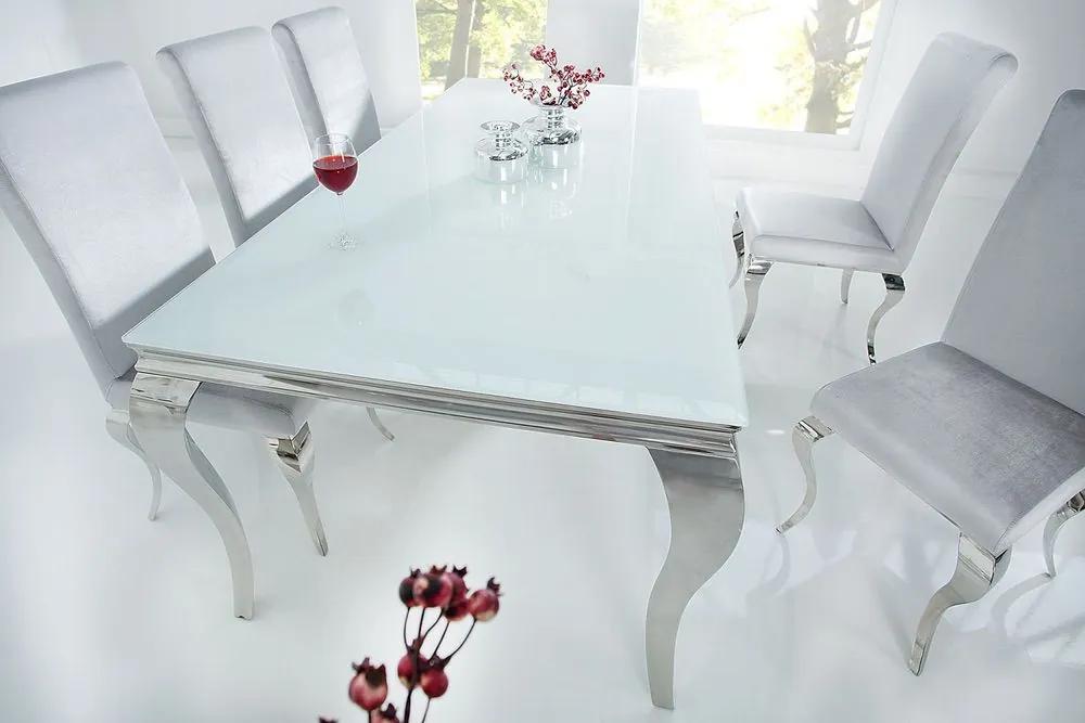 Jídelní stůl Rococo 200 cm bílá / stříbrná