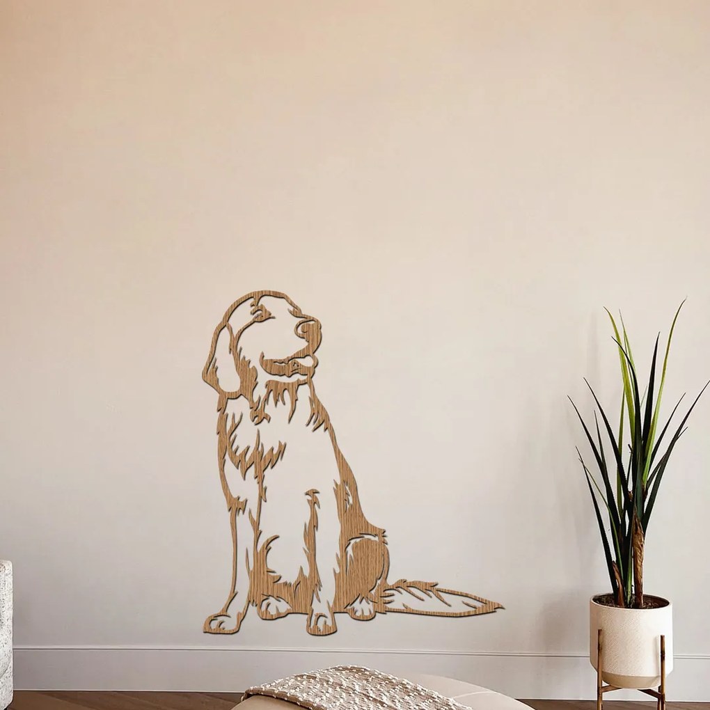 dřevo života Dřevěná dekorace psa Retriever Rozměry (cm): 26x30, Barevný vzor: Horský dub