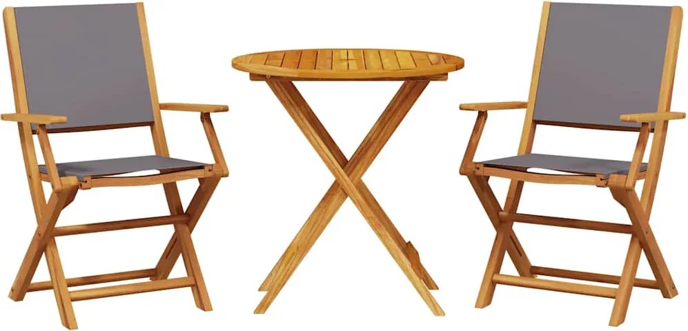 3dílný bistro set antracitový textil a masivní dřevo 3281857
