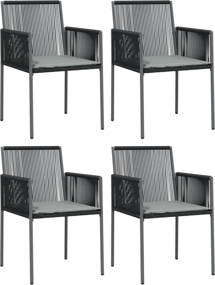Zahradní židle s poduškami 4 ks černé 54x60,5x83,5 cm polyratan 3187091