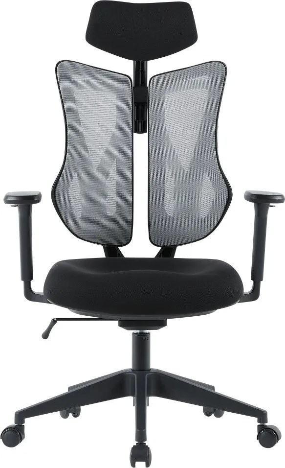 Kancelářská ergonomická židle MORA — síť / látka, šedá / černá