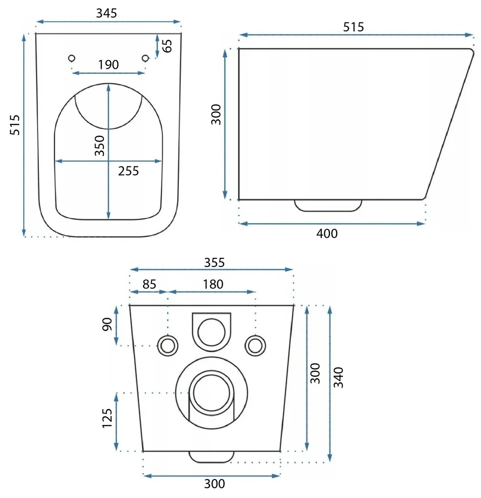 Rea Julio, závěsná WC mísa Rimless 510x345x315 mm, černá matná, REA-C6550