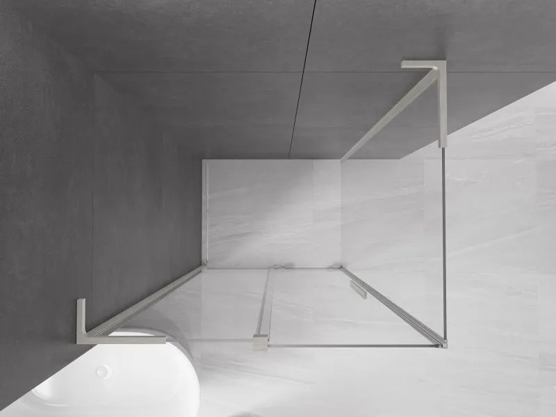 Mexen Velar L, sprchový kout s posuvnými dveřmi 120 x 85 cm, 8mm čiré sklo, broušená ocel, 871-120-085-03-97