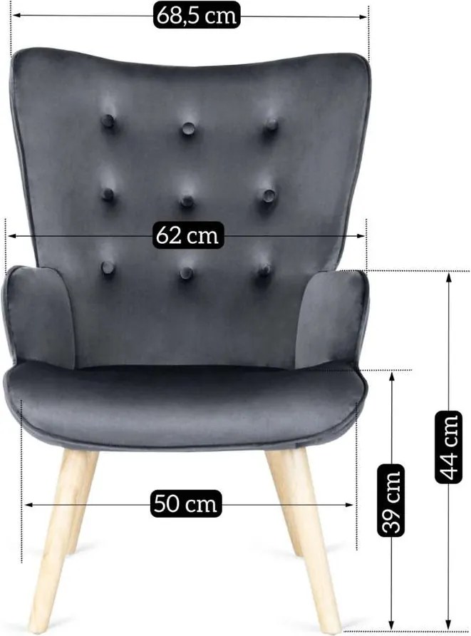 Křeslo Hatren Velvet, šedá