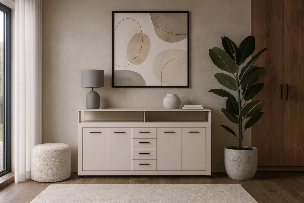 Komoda Luna 190 cm kašmírová