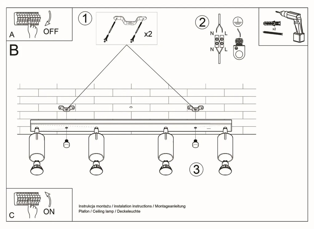 Sollux Lighting Stropní svítidlo RING 4L Černá