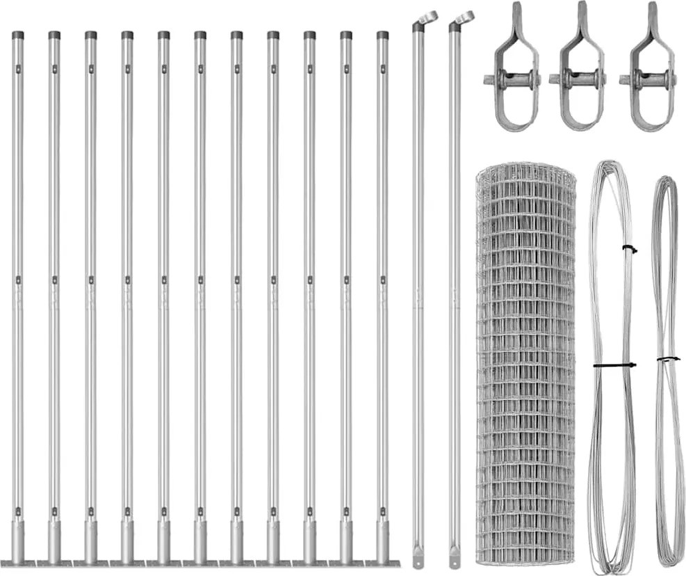 Zahradní euro plot s betonovým základem 25 x 1,2 m Stříbrná 3351042