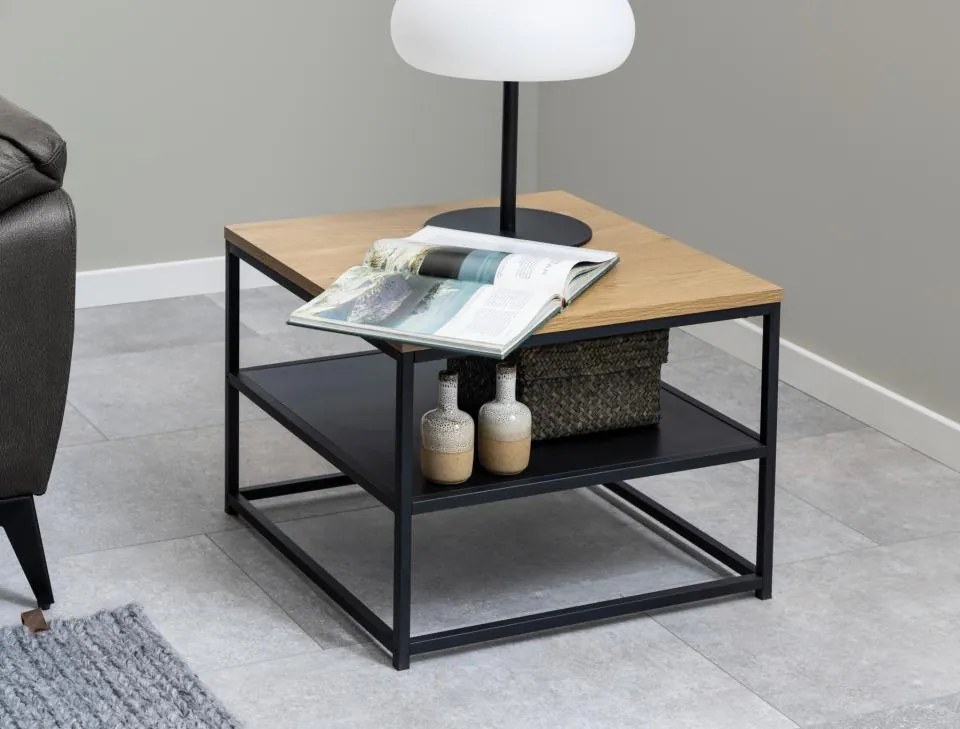 Konferenční stolek Gilla 55x55 cm divoký dub/černý