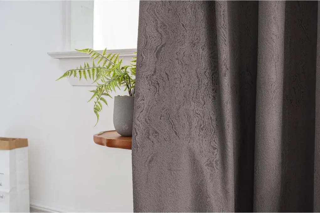 Zatemňovací závěs DUNES VELVET 140x250 cm, tmavě šedý Zavěšení: Kovové kroužky
