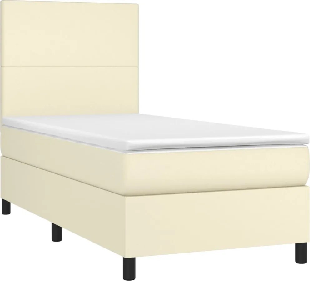 Box spring postel s matrací a LED krémová 80x200 cm umělá kůže 3135791