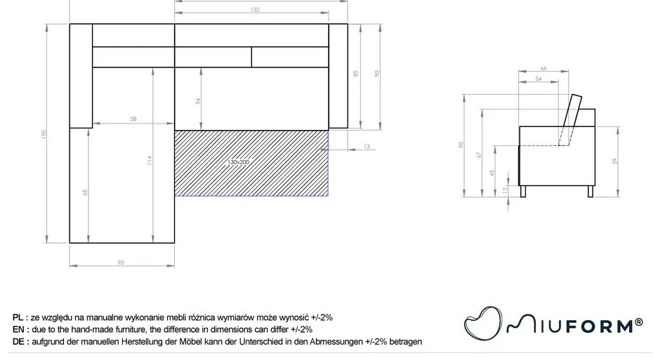 Antracitová rozkládací rohová pohovka Miuform Charming Charlie, levý roh