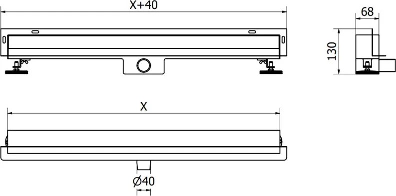 Mexen Flat Wall nástěnný liniový odtok 2v1 80 cm, inox - 1030080