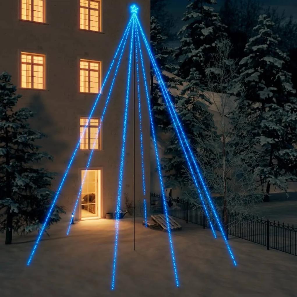 Vánoční světelný strom dovnitř i ven 1300 LED modrý 8 m