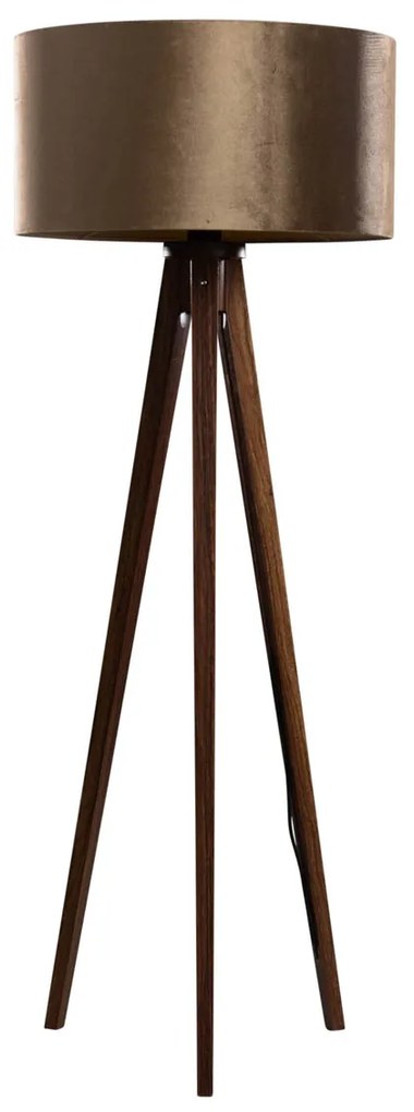 Stojací lampa na třech nohách z ořechového dřeva s bronzovým sametovým stínítkem 50 cm - Tripod Classic