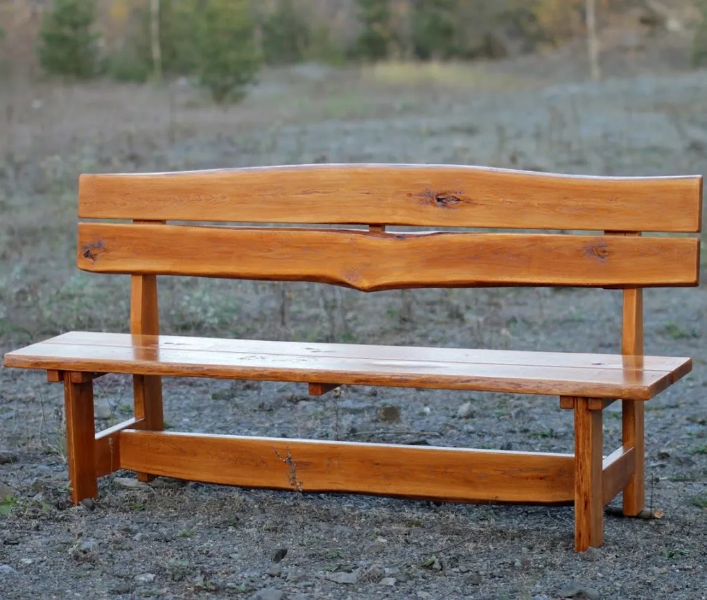 KULHÁNEK Zahradní lavice s opěradlem - rustikální Délka: 160 cm, Odstín nátěru: lazura - pinia