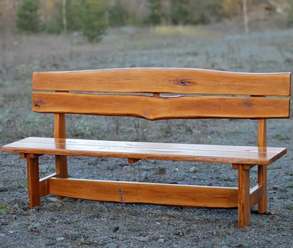 KULHÁNEK Zahradní lavice s opěradlem - rustikální Délka: 200 cm, Odstín nátěru: lazura - teak