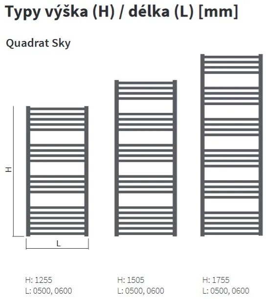 Isan Quadrat Sky 1755 x 600 mm koupelnový radiátor bílý