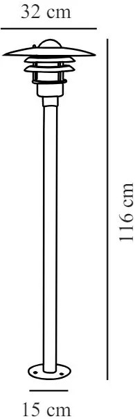 Pozinkovaný zahradní sloupek Lønstrup 32 pro žárovku E27 116cm  - Nordlux