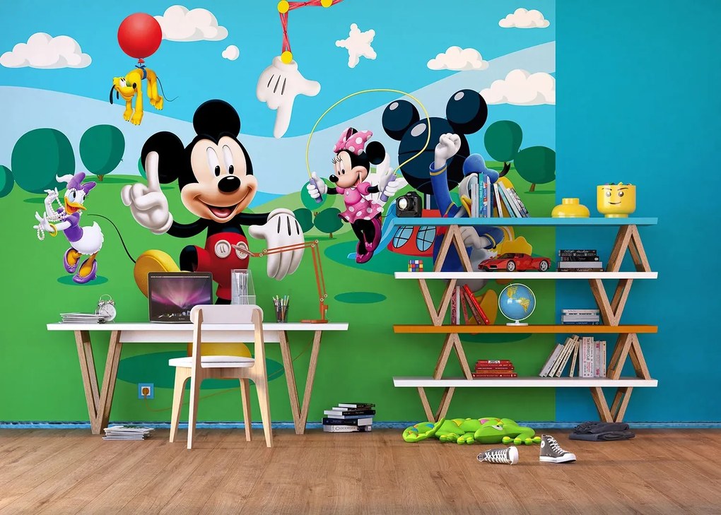 Dětská fototapeta na zed' Hřiště Mickeyho Mouse, Disney | 360 x 254 cm | DFTD 0253