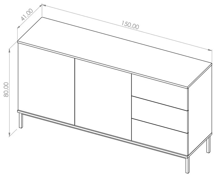 Komoda s 3 zásuvkami Tristal - hikora