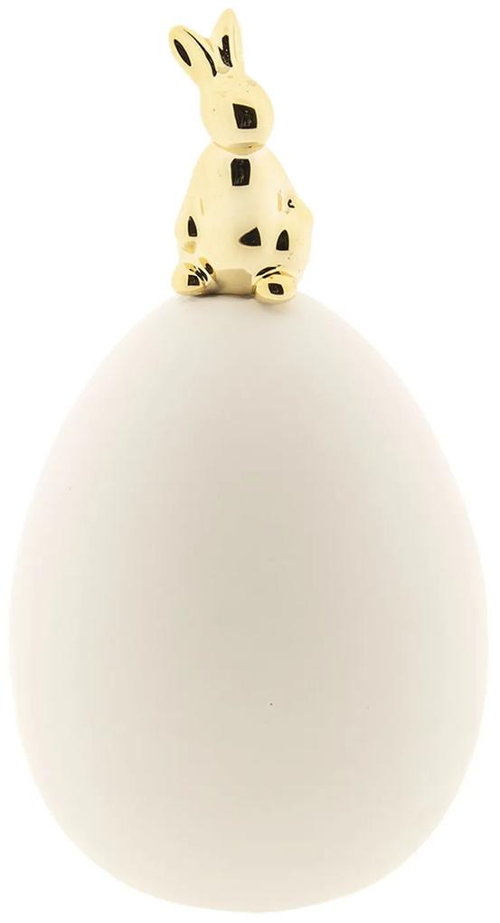 Dekorační vajíčko se zlatým králíkem - Ø 9*17 cm