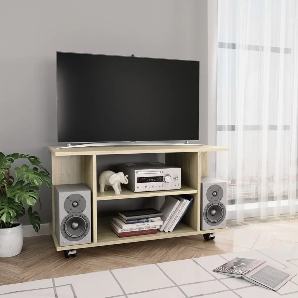 800192 vidaXL TV stolek s kolečky dub sonoma 80 x 40 x 40 cm dřevotříska