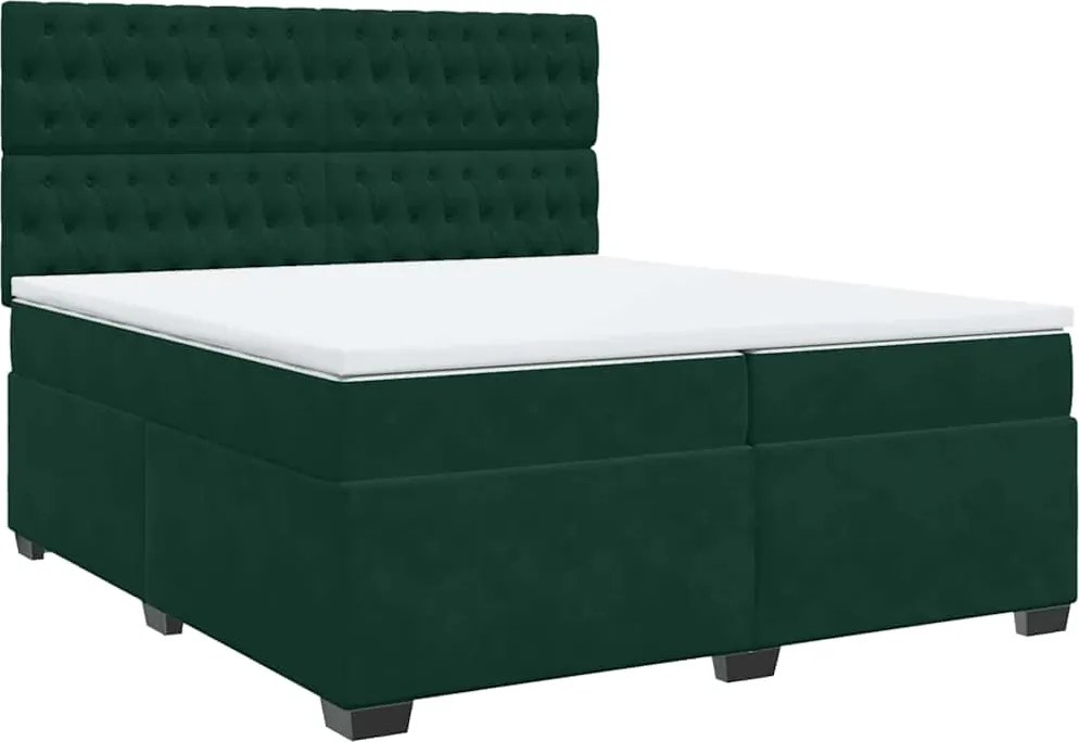 Box spring postel s matrací tmavě zelená 200x200 cm samet 3293311
