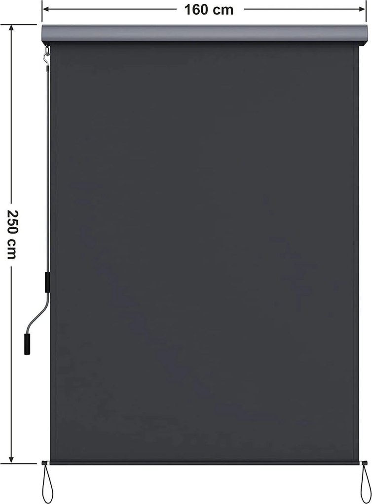 Vertikální sluneční clona, voděodolná clona, šedá, 2,5 x 1,6 m (v x š)