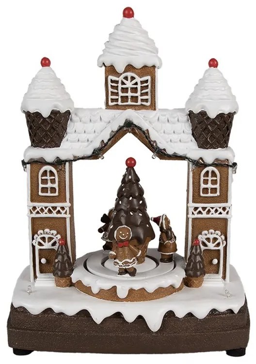 Hnědá svítící a hrající perníková chaloupka Gingerbread House - 20*11*27 cm