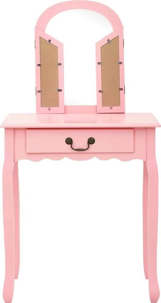 vidaXL Toaletní stolek se stoličkou 65x36x128 cm pavlovnia MDF [289335] Barva: Růžová