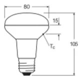 LED žárovka E27 OSRAM R80 4,9W (60W) teplá bílá (2700K) stmívatelná, reflektor 36°