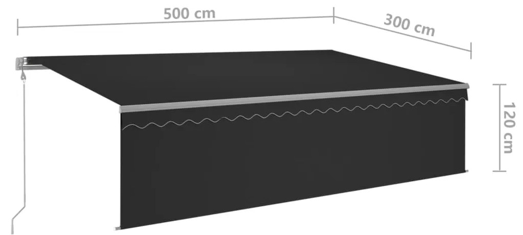 vidaXL Marketos Automatická markýza roleta LED a senzor větru 5x3 m antracitová