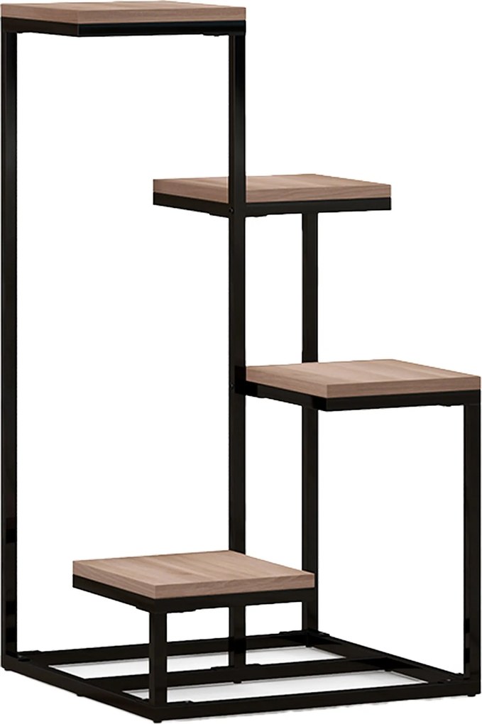 Outsunny Kovový a Dřevěný Stojan na Rostliny s Květinami 4 Úrovně Průmyslový Styl 40L x 40Š x 75,5V cm | Aosom