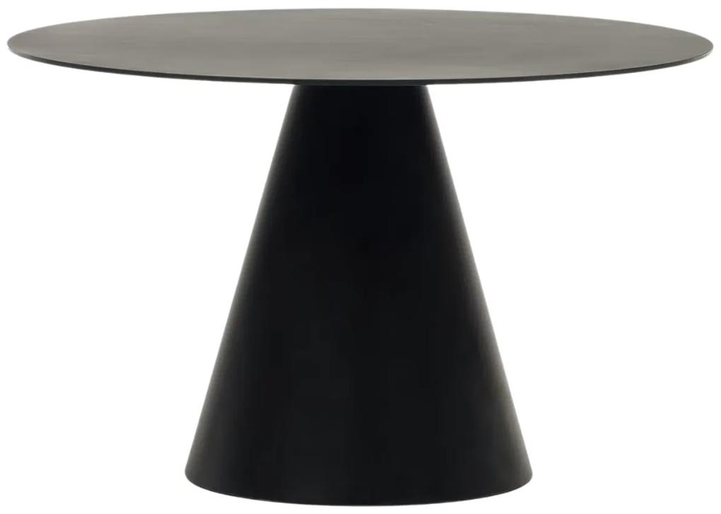 OnaDnes -20% Matně černý skleněný kulatý jídelní stůl Kave Home Wilshire 120 cm