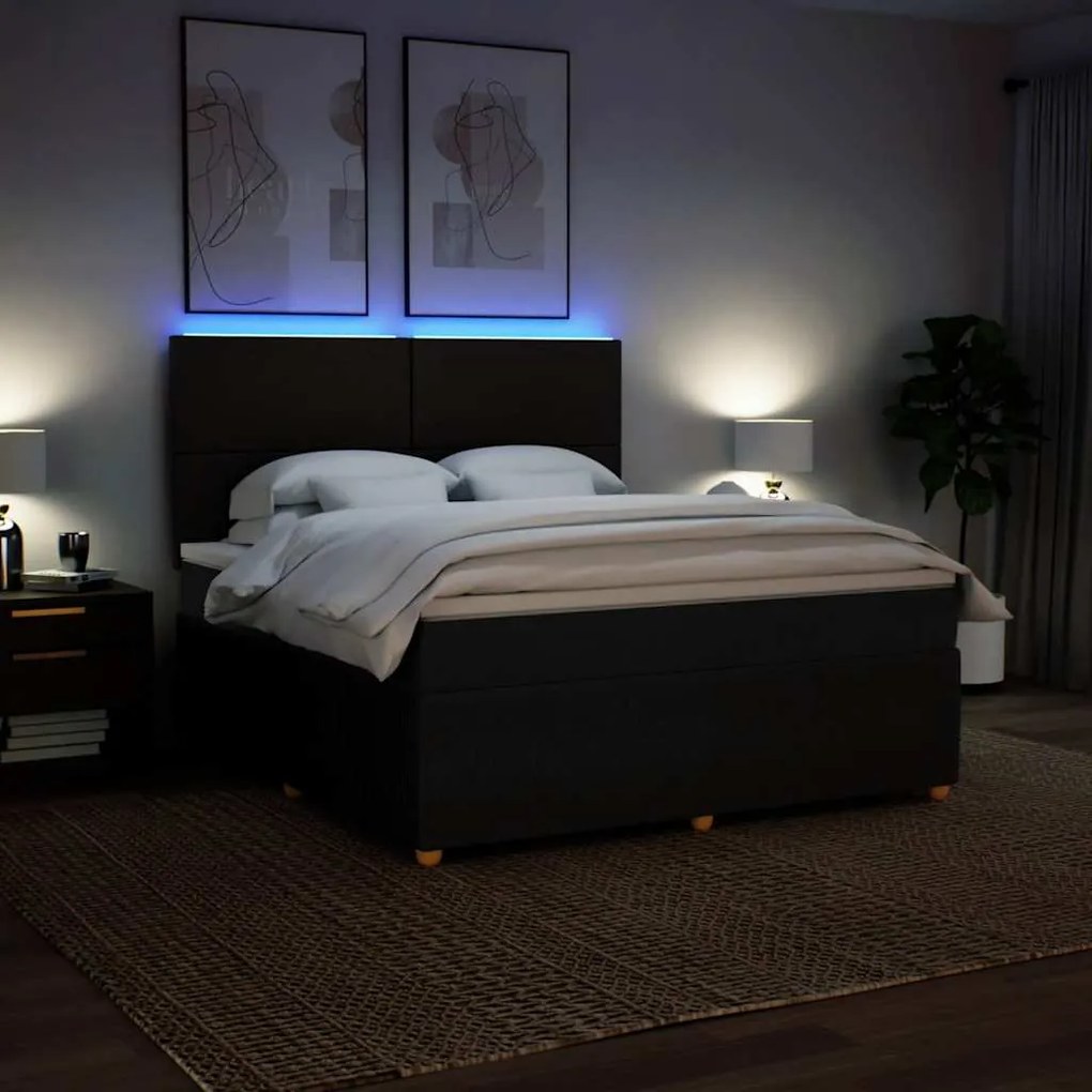 Box spring postel s matrací černá 180x200 cm textil 3294430
