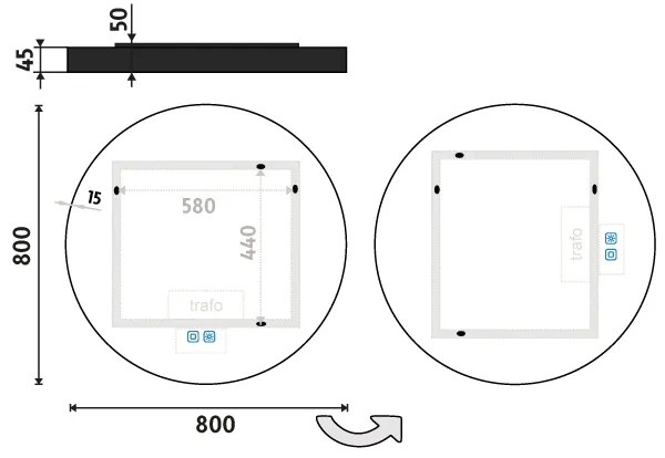 NIMCO ZPC 31002RVX-90 - LED Koupelnové podsvícené zrcadlo 3000-6500K 80 cm IP44