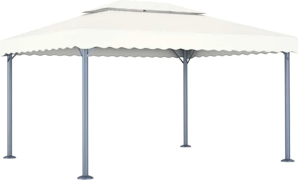 Altán se světelnými LED řetězy 400 x 300 cm krémový hliník 3070351