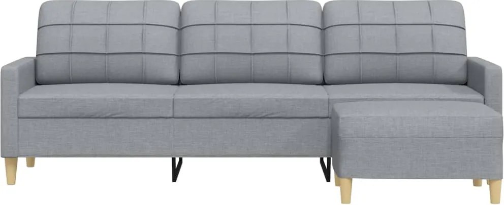 3místná pohovka s podnožkou světle šedá 210 cm textil 3278249