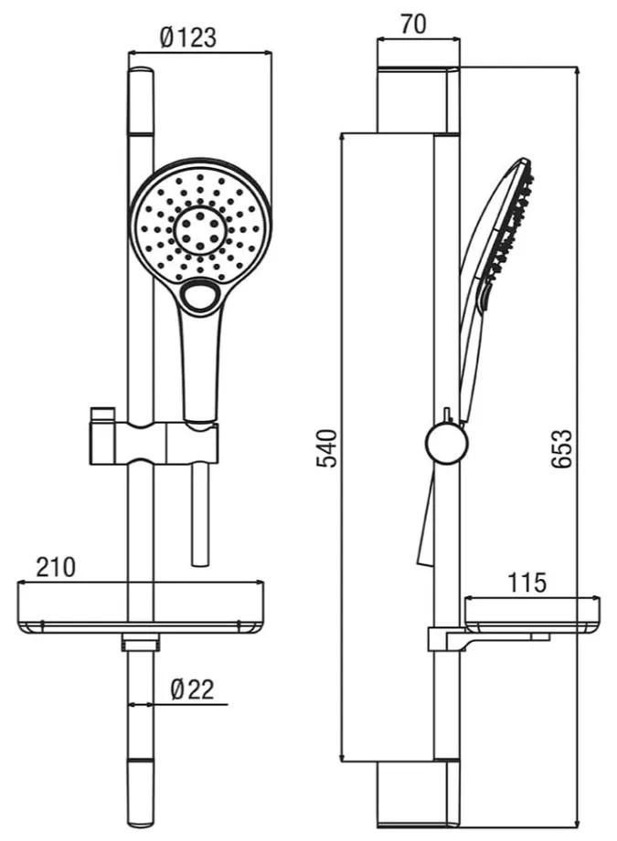 Alpi Idroterapia - sprchová souprava, ruční sprcha SELECT Ø120 mm, chrom KI080