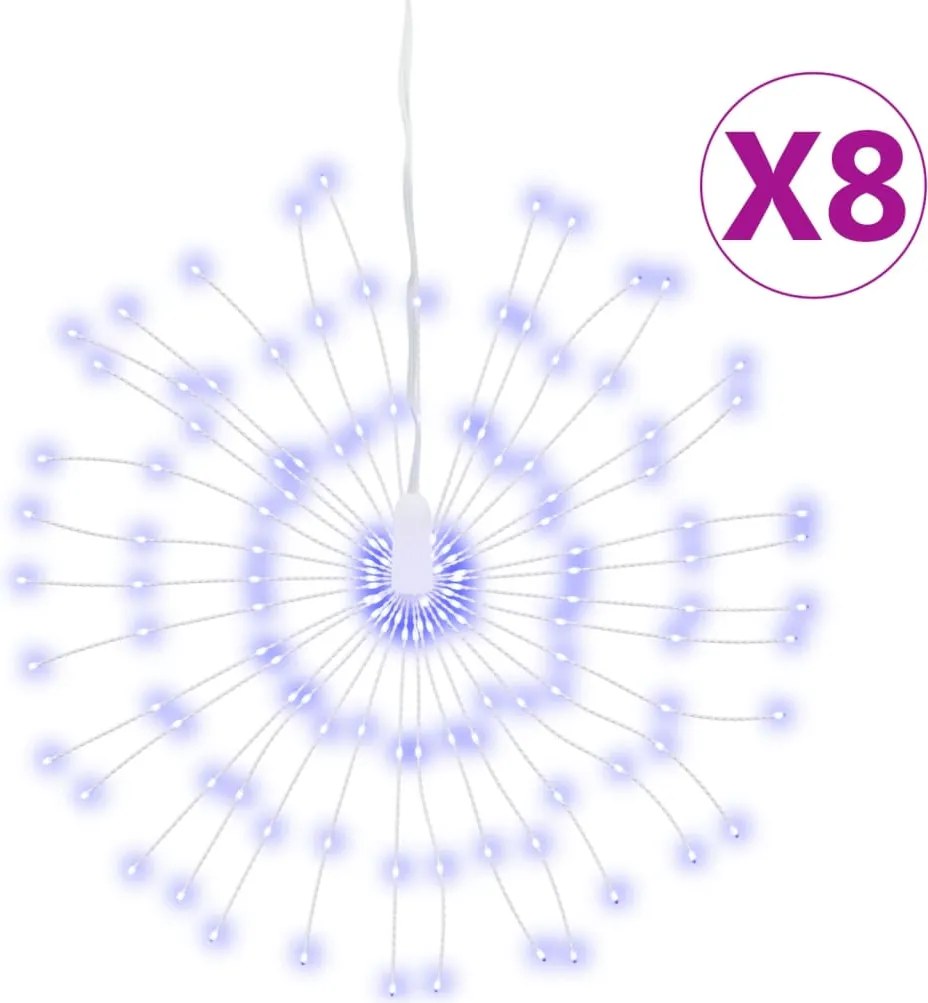 Vánoční hvězdicová světla 8 ks 140 modrých LED diod 17 cm 3190515