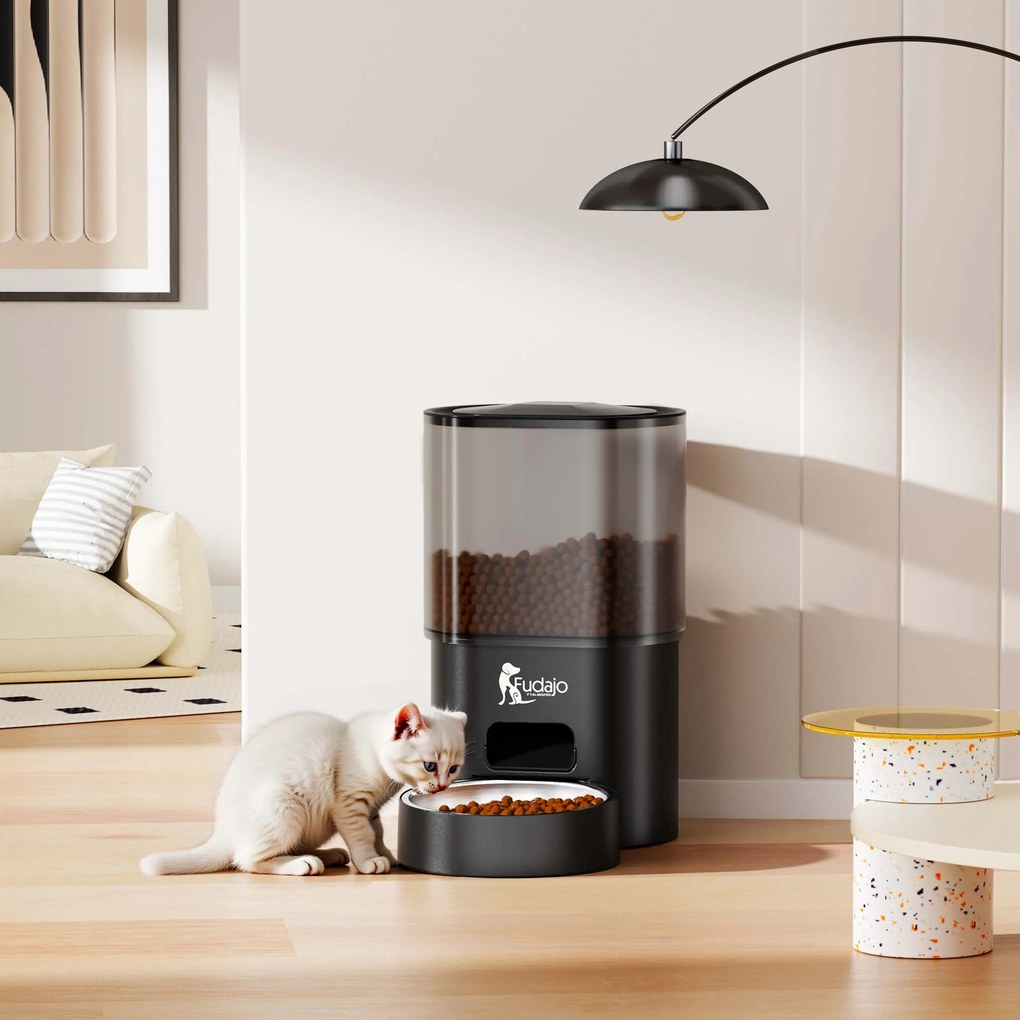 Automatické krmítko pro kočky fudajo – 3 L, 2,5 L, černá (65289)