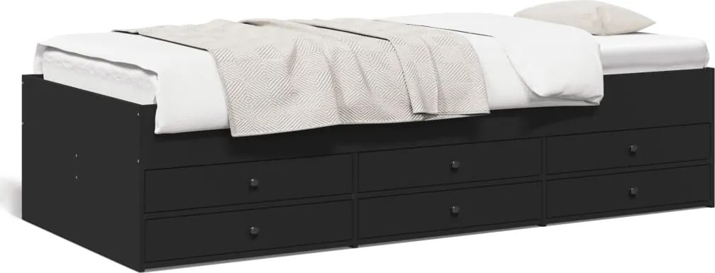 Válenda se zásuvkami bez matrace černá 75 x 190 cm 3280889