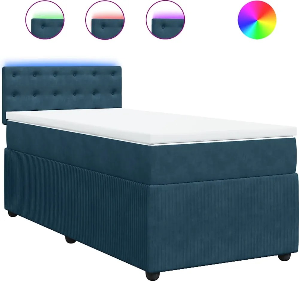 Box spring postel s matrací modrá 80 x 200 cm samet 3289906