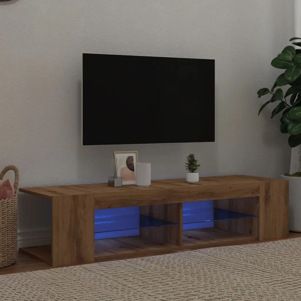 TV stolek s LED dub artisan 135 x 39 x 30 cm kompozitní dřevo