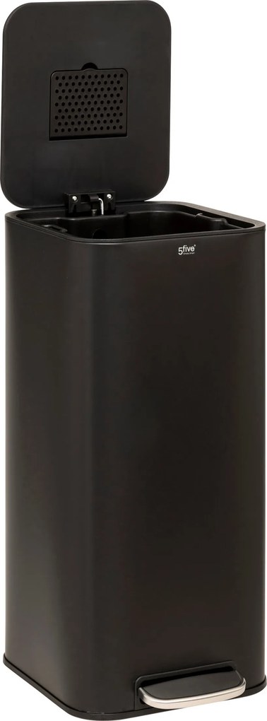 Odpadkový koš s pedálem DELTA, kovový, 30 l, černý