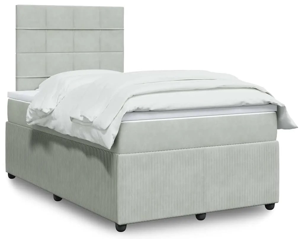 Box spring postel s matrací světle šedá 120x190 cm samet 3292286