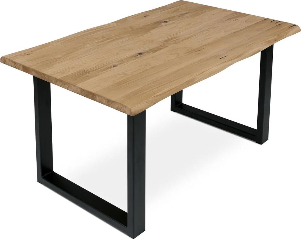 Autronic Stůl jídelní, 140x90x75 cm, masiv dub, kovová noha ve tvaru písmene &quot;U&quot;, černý lak DS-U140 DUB