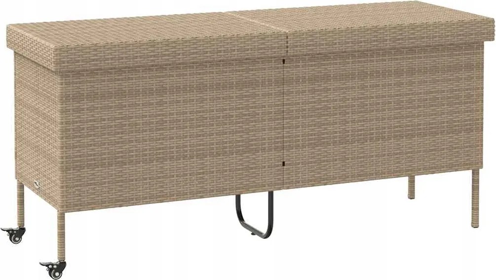 Fionshop 262981411 Zahradní úložný box s kolečky béžová 160x55x75 cm poly