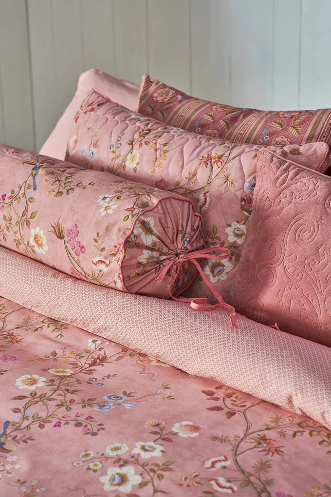 Pip Studio dekorační polštář Lotus Lullaby 22 x 70 cm - růžový (Luxusní válcový polštář v růžové barvě)